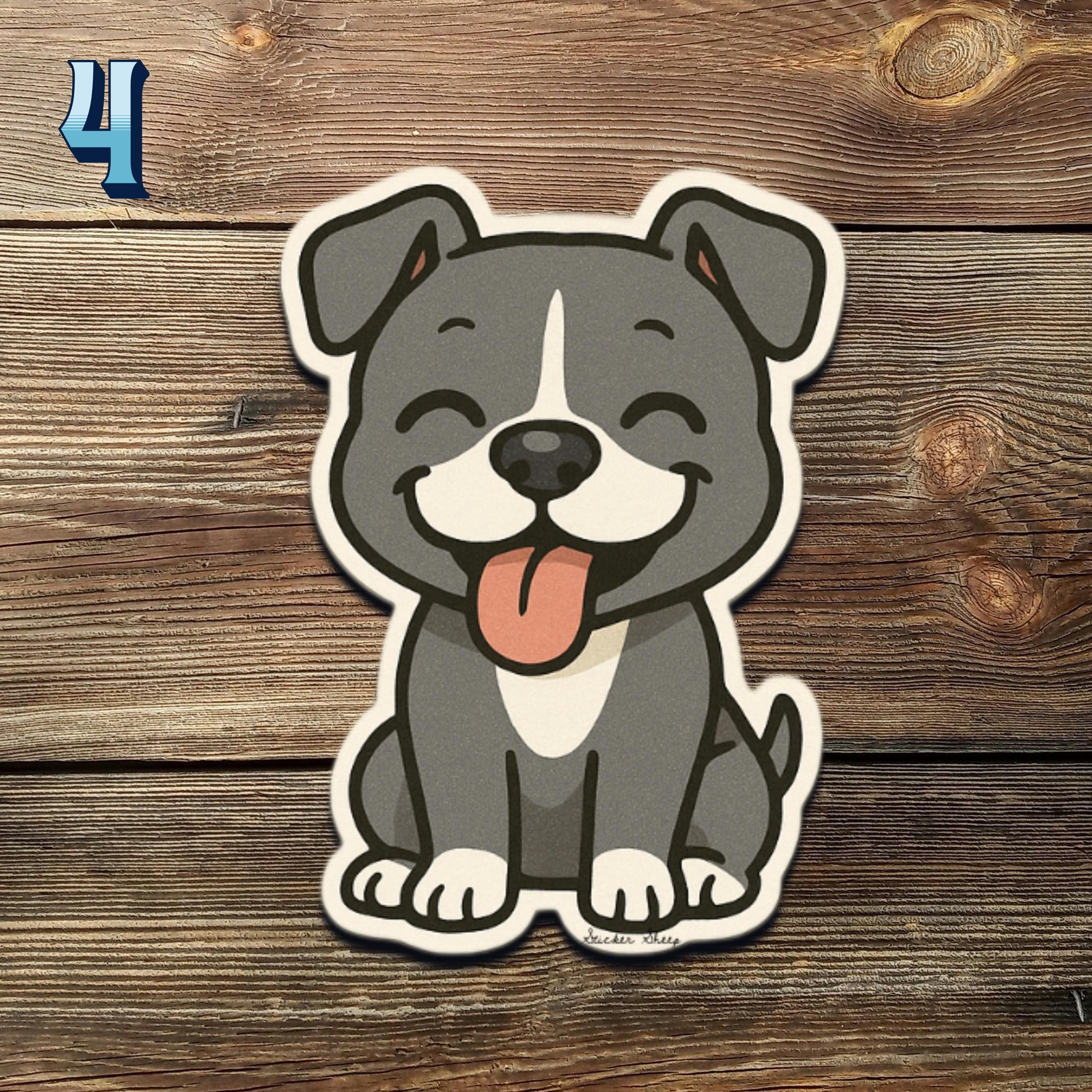 Pitbull Sticker Pack – Cute Kawaii Pit Bull Decals | Chibi Dog Stickers ...