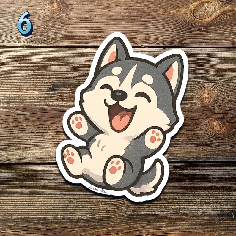 Husky Dog Vinyl Sticker Set – Kawaii Puppy Expressions Collection - Etsy