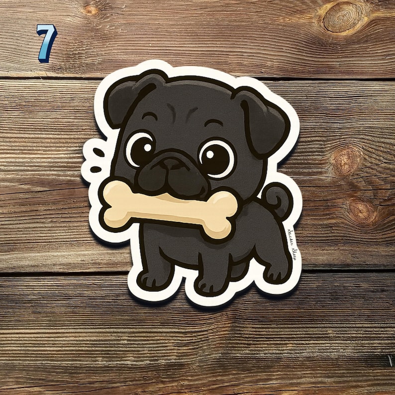 Kawaii Black Pug Stickers | Waterproof Vinyl Decals - Etsy