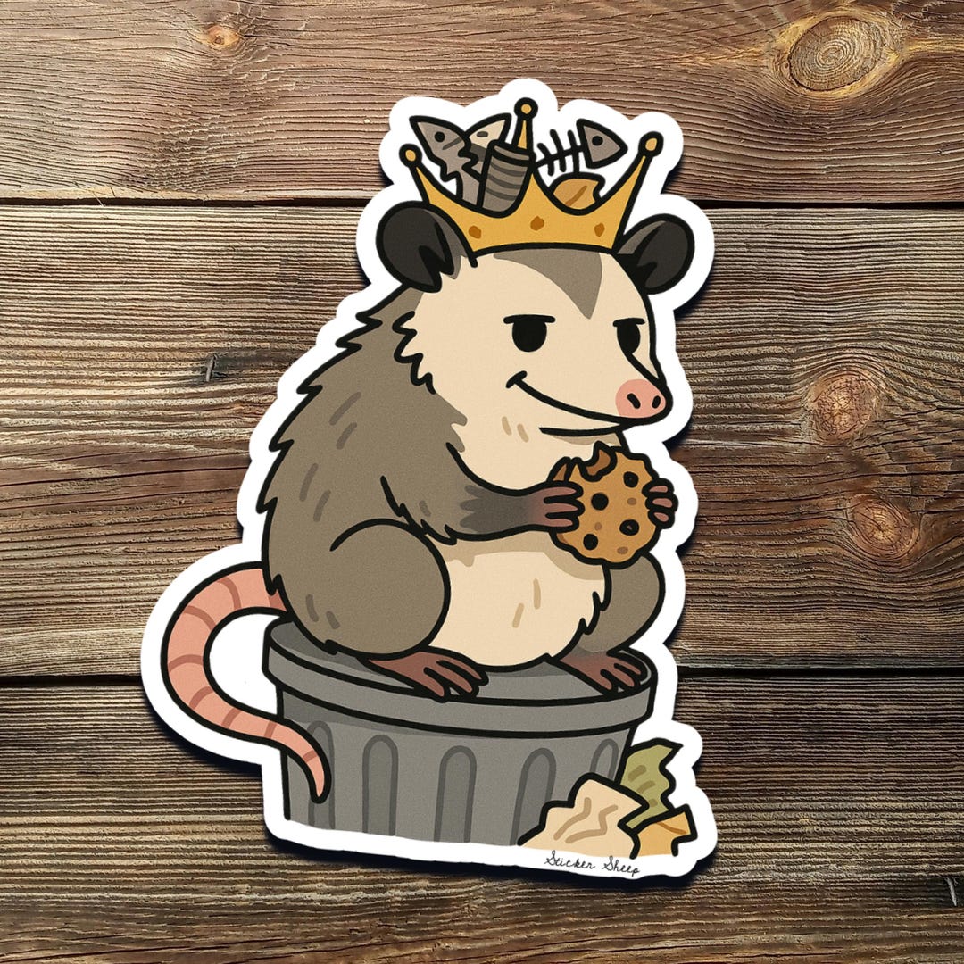 Funny Opossum Trash King Sticker | Meme Vinyl Decal - Etsy