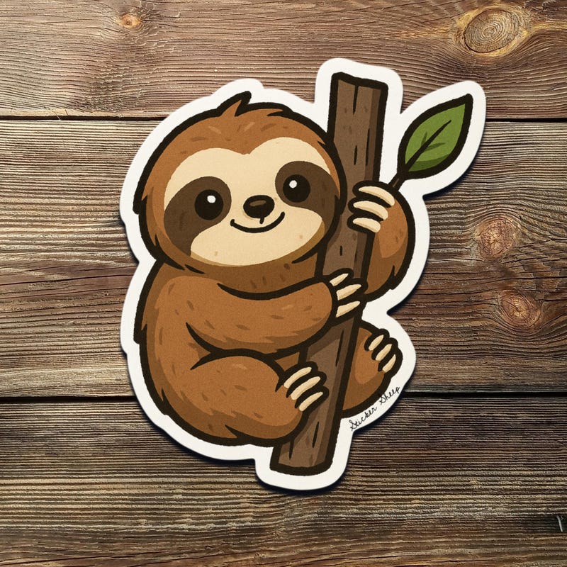 Sloth Cartoon Stickers - Etsy