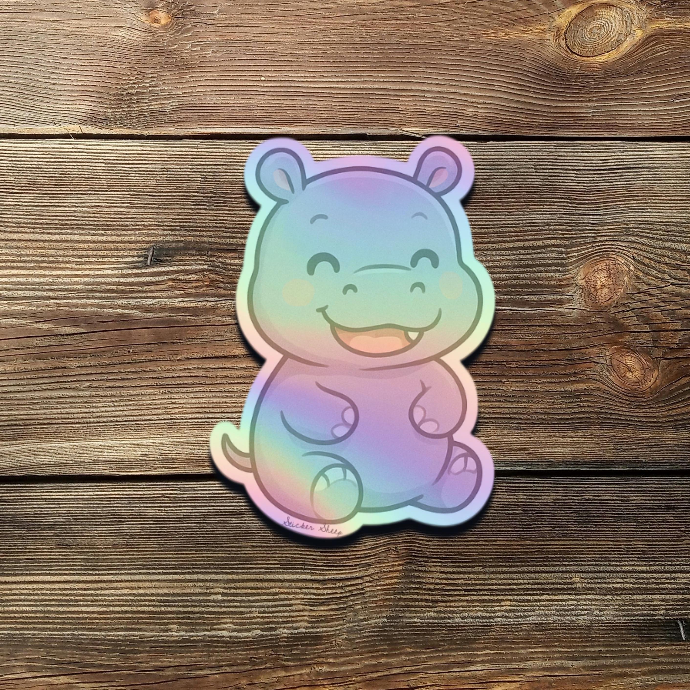 Chibi Hippo Sticker – Kawaii Animal Waterproof Vinyl Decal - Etsy