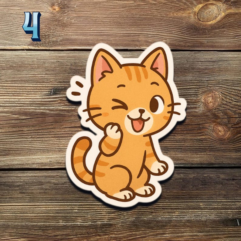 Orange Tabby Cat Sticker Set – Kawaii Cute Cat Stickers for Laptop ...