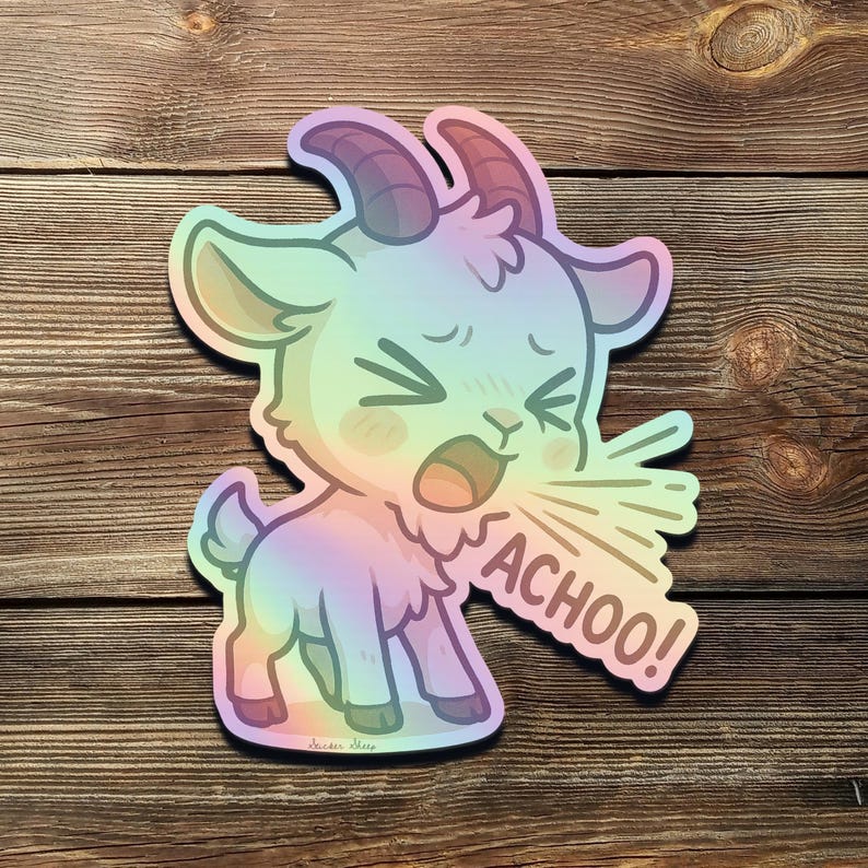 Funny Sneezing Goat Sticker: Kawaii Vinyl Decal for Allergy Season - Etsy