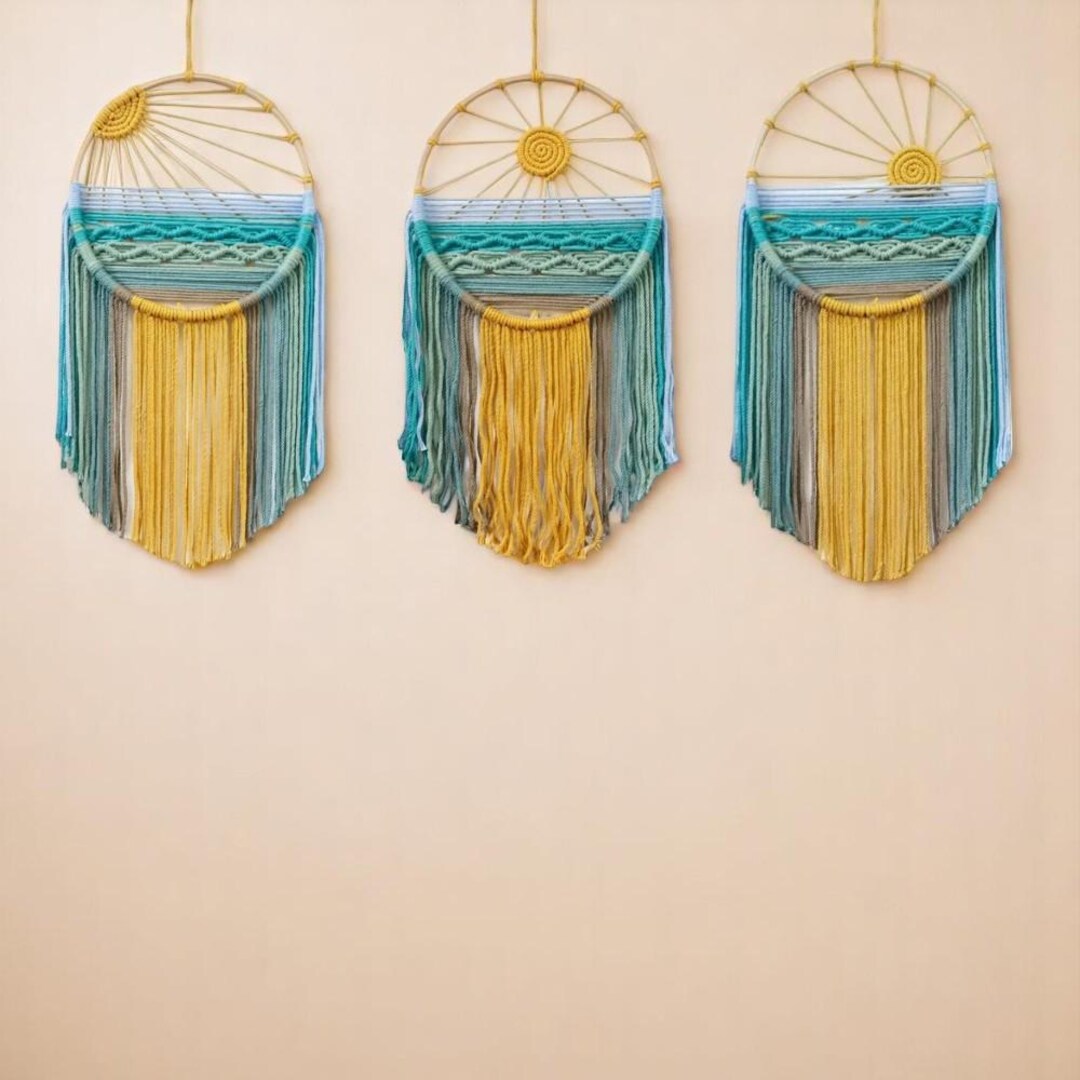 Sunset – Sunrise Macrame Wall Decor | Macrame Dreamcatcher | Beach ...