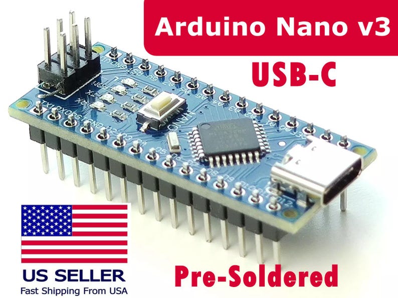 Arduino Nano V3 | USB-C | 16mhz ATMEGA328P | Pre-soldered | Fast USA ...