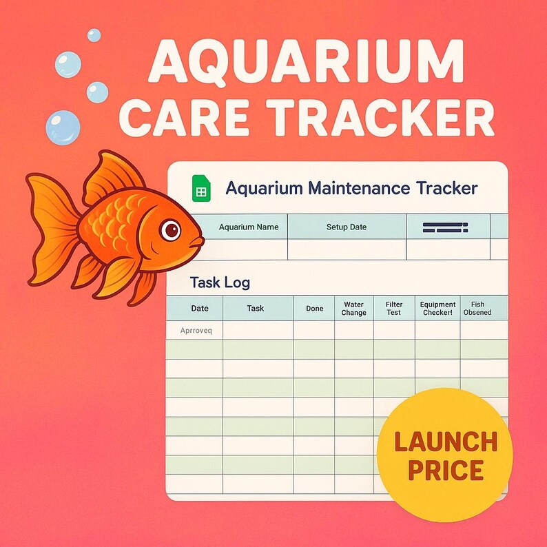 Aquarium Tracker & Fish Care Log | Google Sheets Template With ...