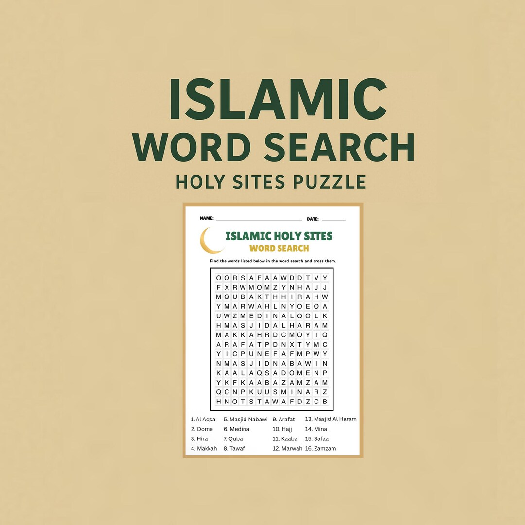Islamic Word Search Puzzle: Muslim Kids Learning (PDF Pattern) - Etsy