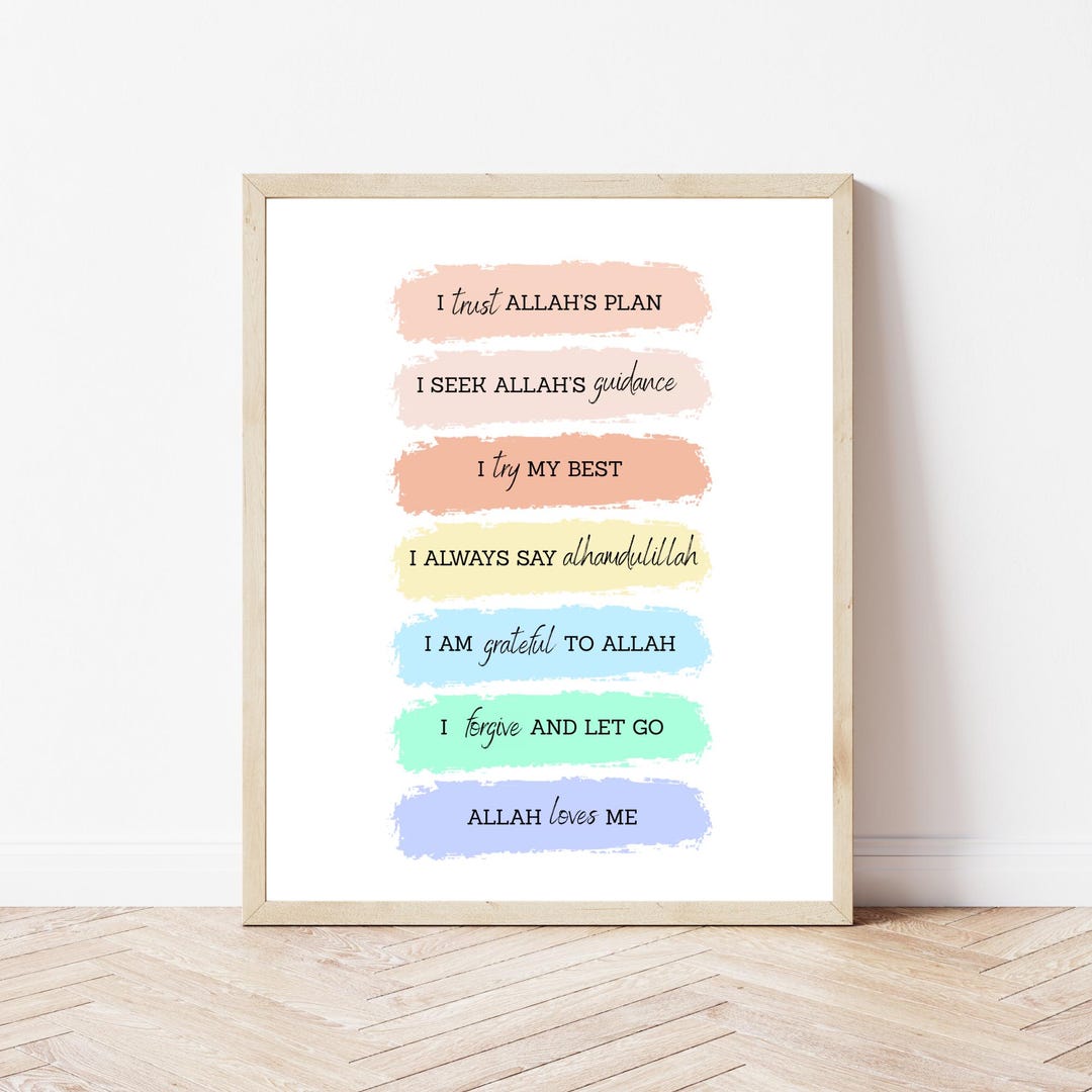 I Am a Muslim Affirmation Printable Poster: Kids Islamic Nursery Art ...