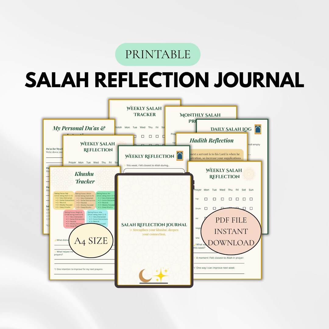 Islamic Salah Reflection Journal: Muslim Prayer Tracker (digital ...