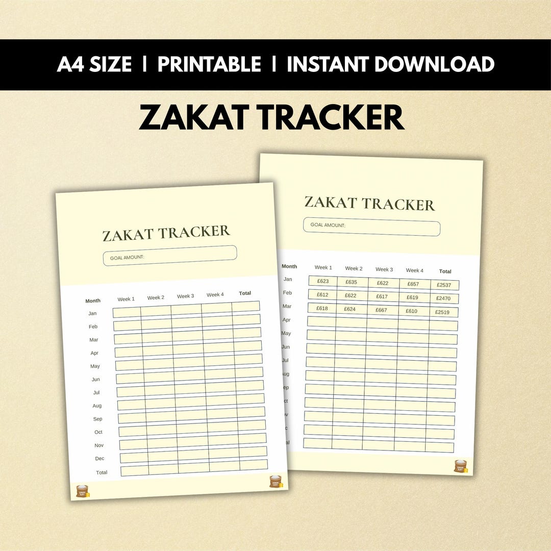 Islamic Zakat Tracker Chart, Charity Planner (PDF Download) - Etsy