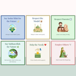Islamic Manners Flashcards: Muslim Kids Learning Cards (digital ...