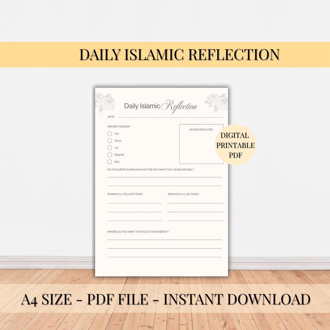 Islamic Daily Reflection Planner, Muslim Gratitude Journal (digital ...