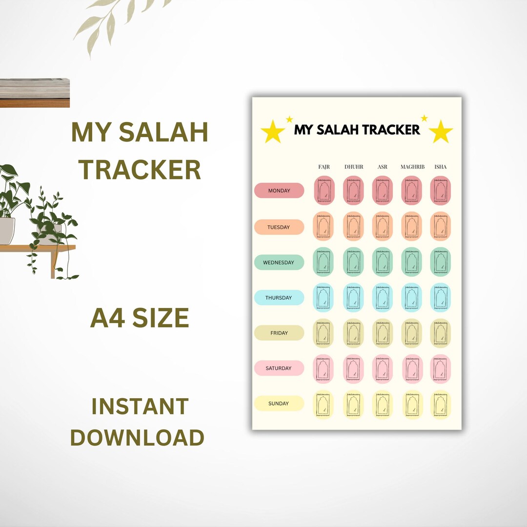 Printable Kids Salah Tracker: Islamic Prayer Chart (PDF Download) - Etsy