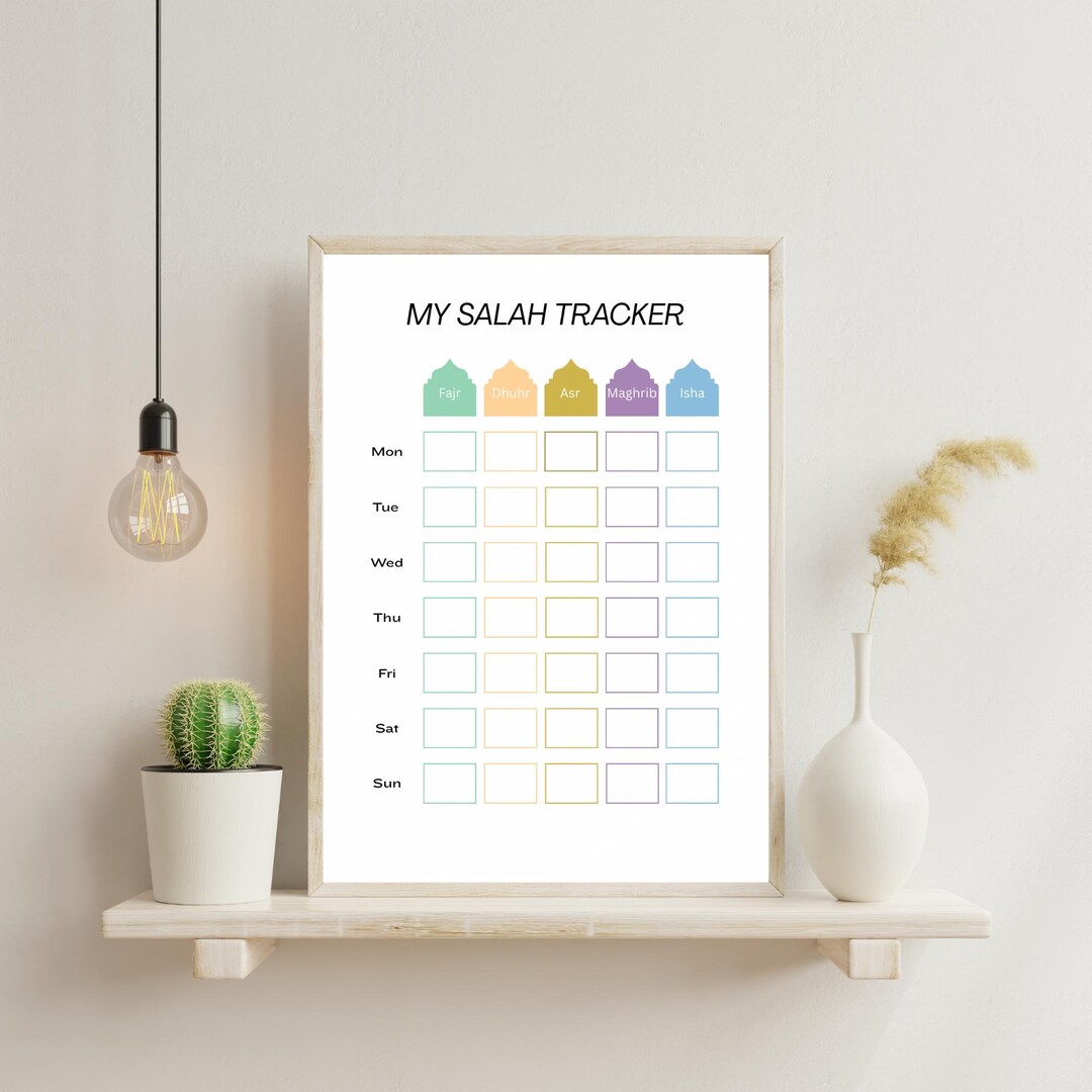 Muslim Prayer Tracker Printable, Daily Salah Chart (digital Download ...