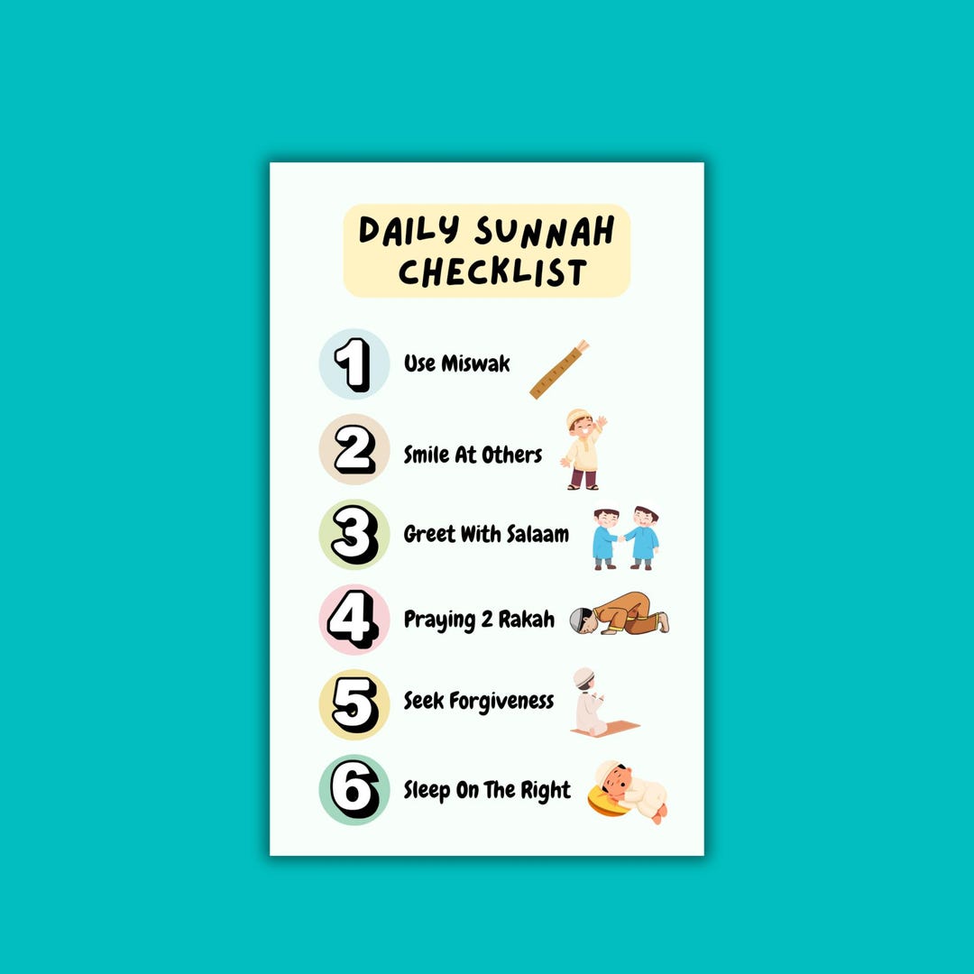 Daily Sunnah Checklist: Islamic Educational Poster (PDF) - Etsy