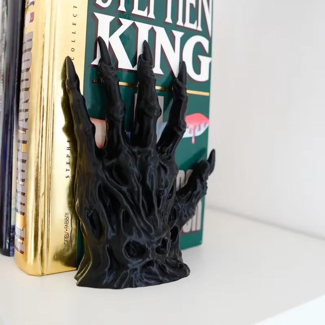 Gothic Demon Hand Bookend Set – 2pc Horror Inspired Claw Sculpture for ...