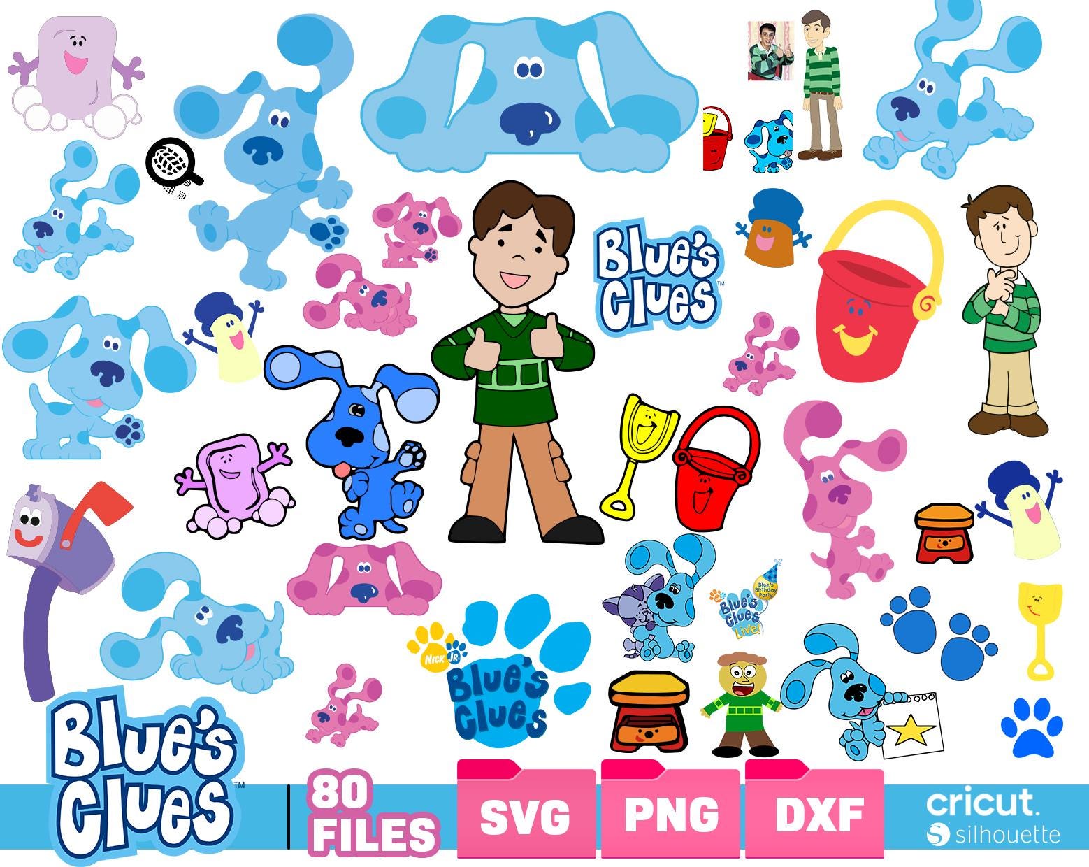 Puppy Clues SVG Bundle Cute Dog Clipart With Paw Prints Magnifying ...