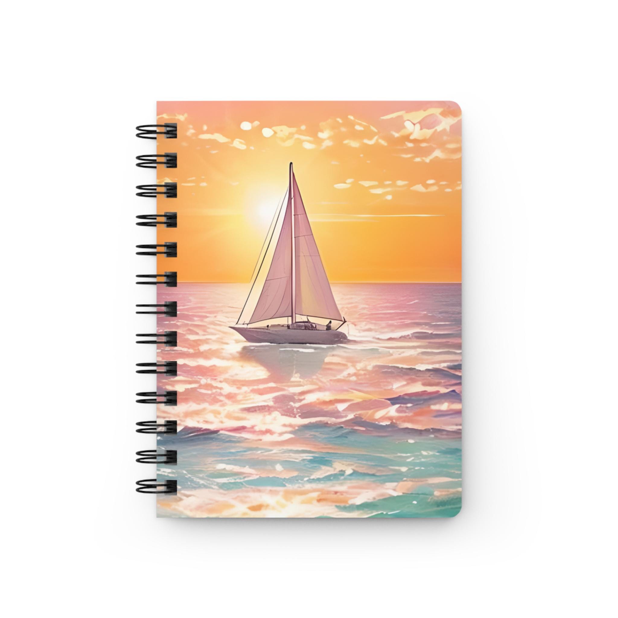 Ocean Sunset Sailboat Spiral Bound Journal, Notebook, Diary, Sketchbook ...