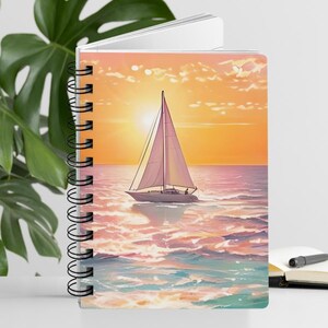 Ocean Sunset Sailboat Spiral Bound Journal, Notebook, Diary, Sketchbook ...