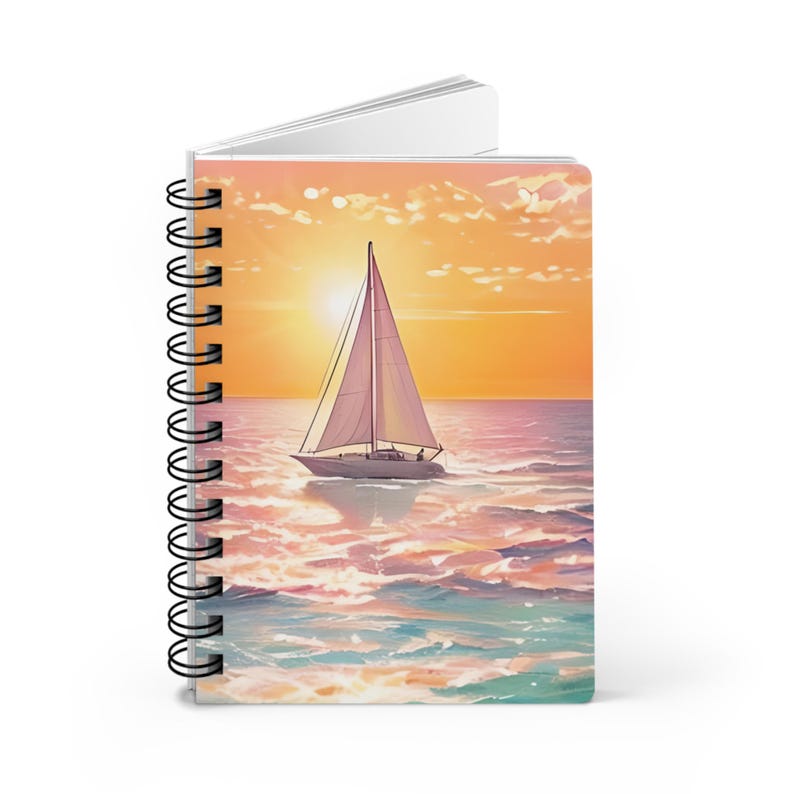 Ocean Sunset Sailboat Spiral Bound Journal, Notebook, Diary, Sketchbook ...