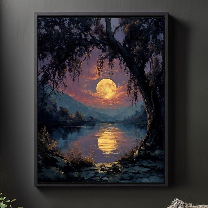 Full Moon Painting - Etsy