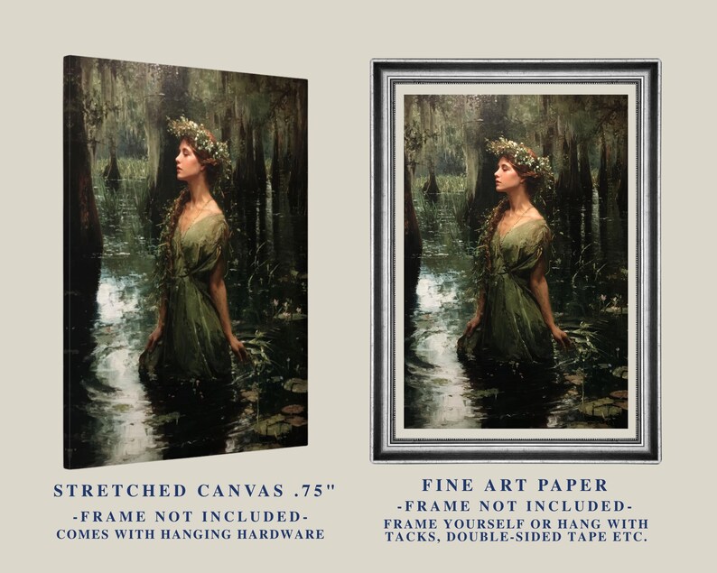 Mystical Swamp Goddess Art Print, Ethereal Female Spirit in Dark Pond ...