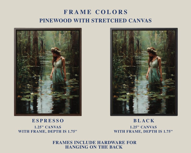 Mystical Swamp Goddess Art Print, Ethereal Spirit in Water With Lilies ...