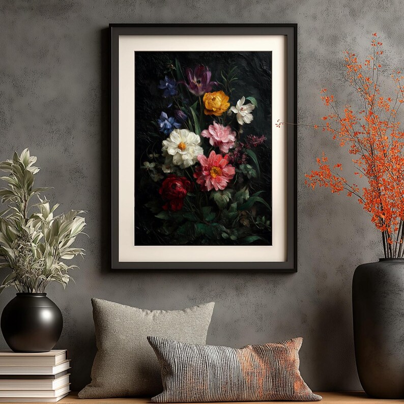 Vintage Dark Floral Print: Moody Dutch Still Life, Gothic Cottagecore ...