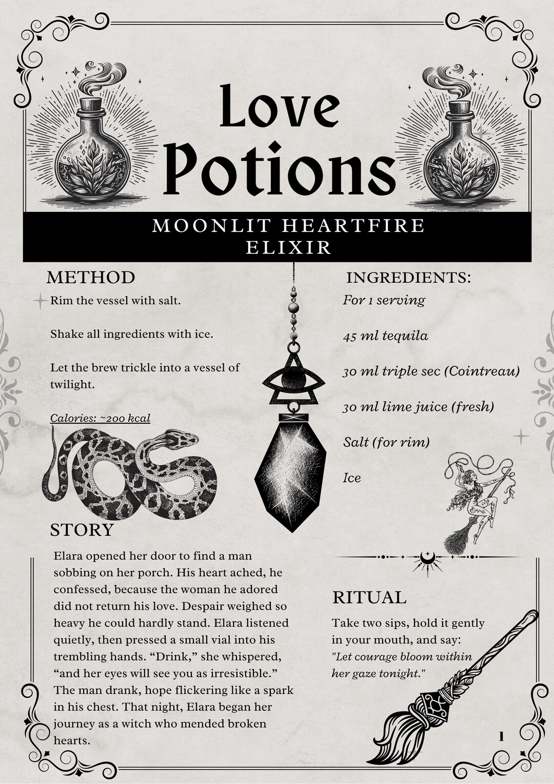 Love Potion Cocktail Recipes: Witchcraft Drink Grimoire (digital ...