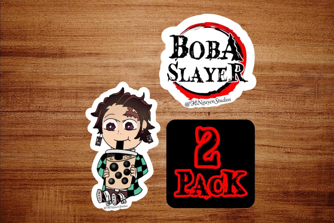 Boba Slayer Sticker- 2-pack! Tanjiro Drinking Boba - Etsy