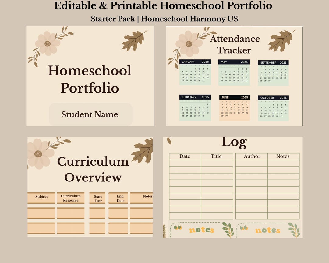Editable Homeschool Portfolio | Printable Homeschool Binder ...
