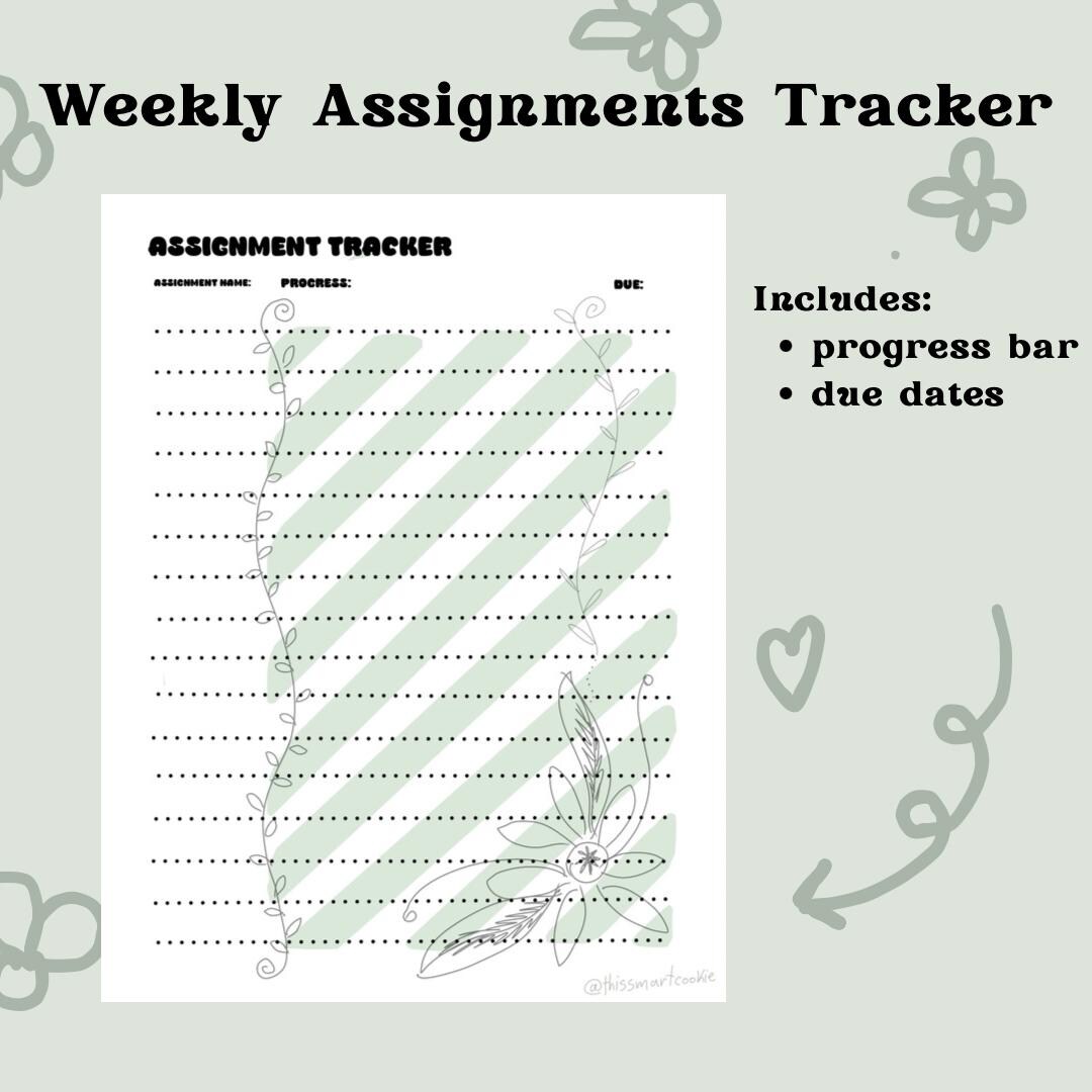 Assignment Progress Tracker for Goodnotes and Notability Digital ...