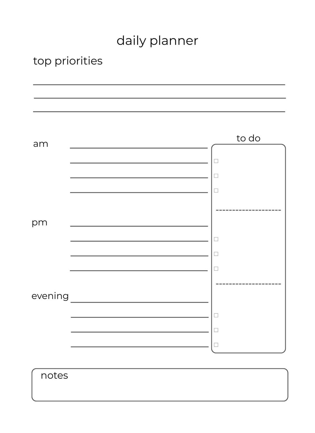 Minimal Daily Planner Page | Printable Planner PDF | Clean & Functional ...