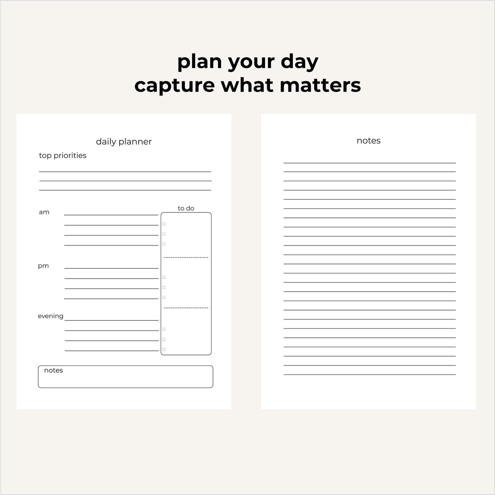 Minimal Daily Planner Page | Printable Planner PDF | Clean & Functional ...