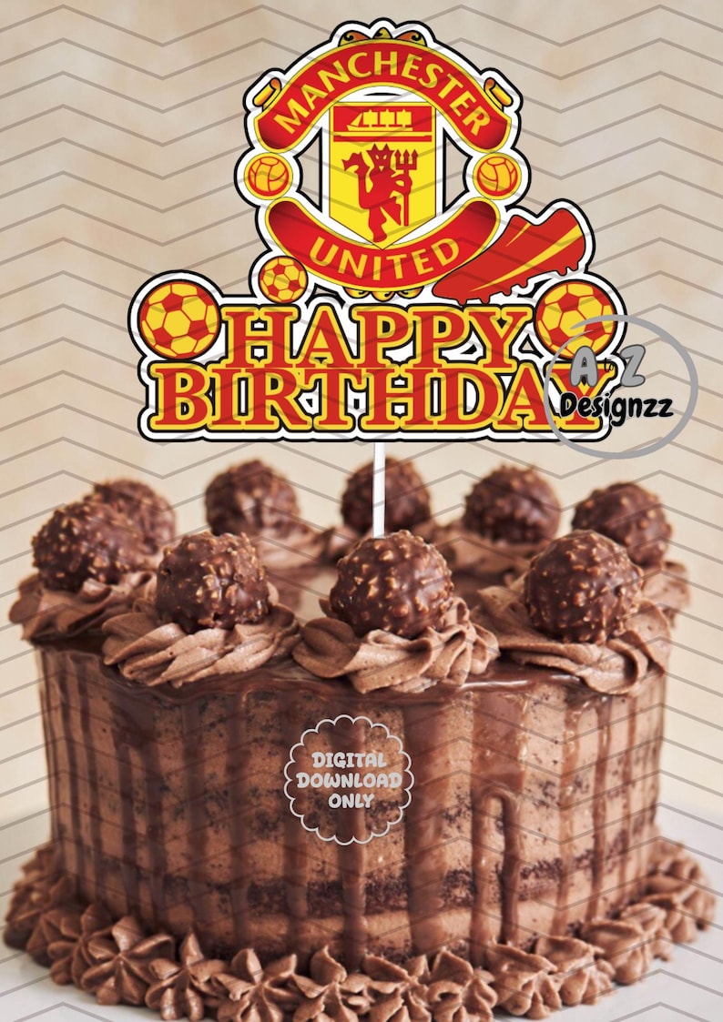Manchester United Cake Topper | Digital Download Soccer Birthday ...