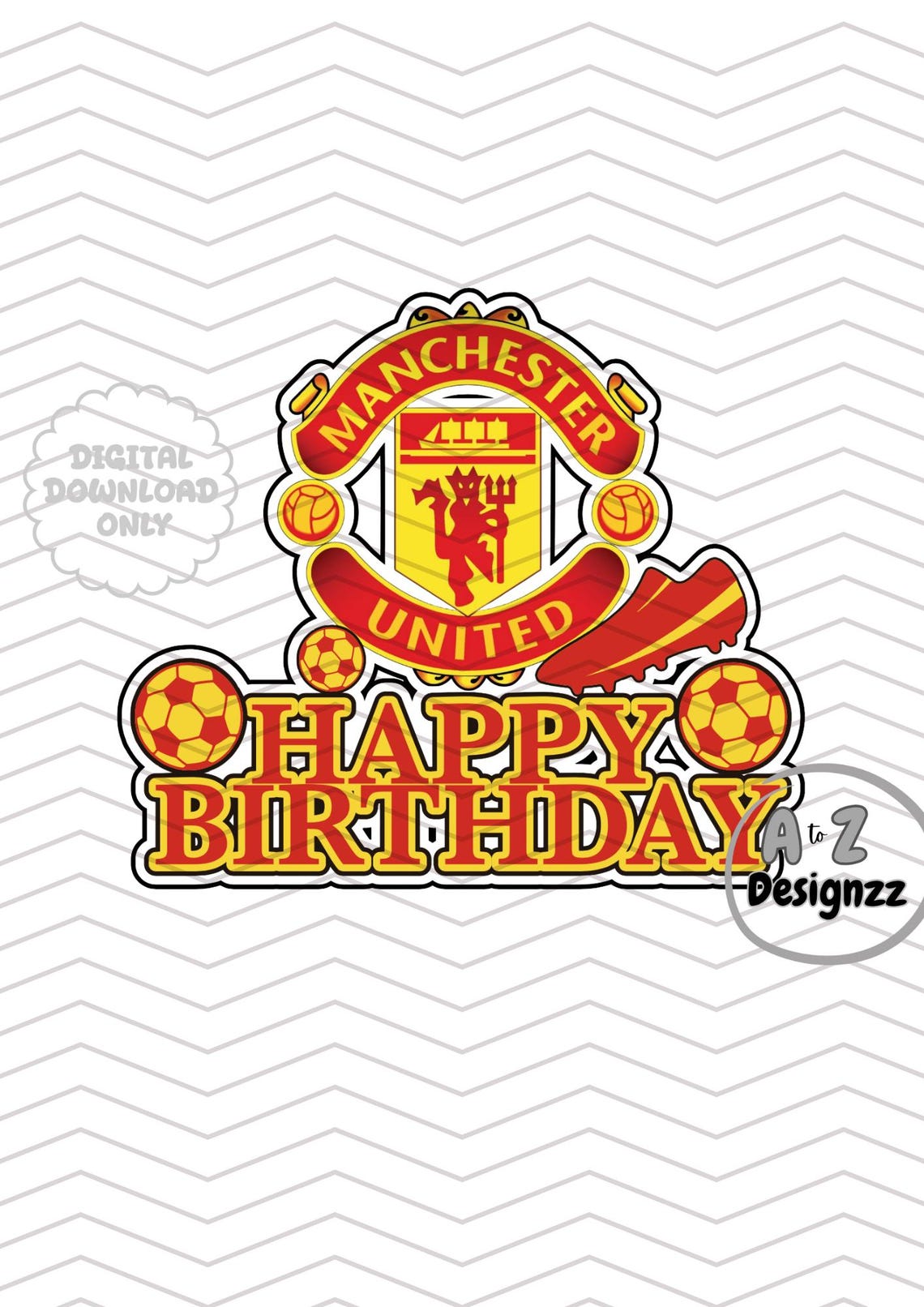Manchester United Cake Topper | Digital Download Soccer Birthday ...