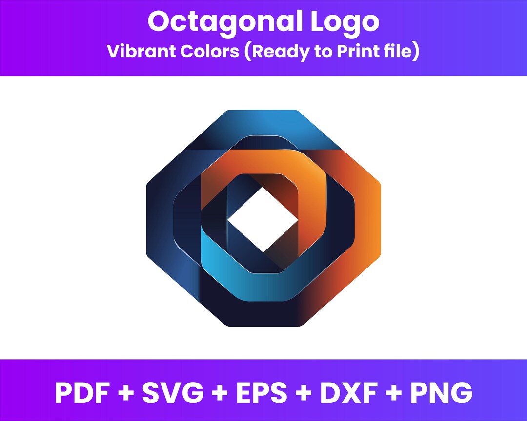 Octagonal Logo Vibrant Colors Digital File Geometric Antique Logo ...