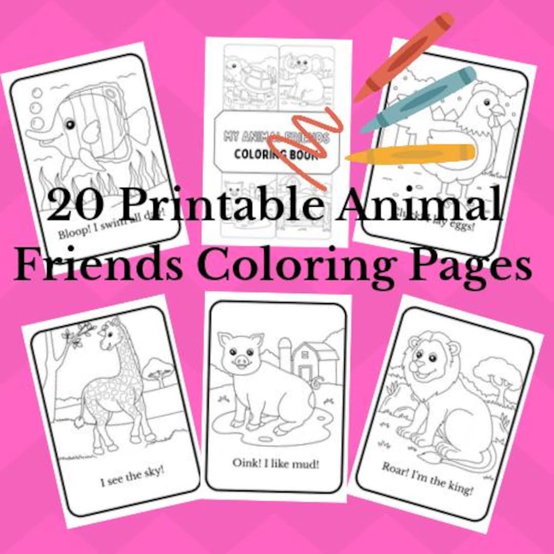 20 Animal Friends Coloring Pages for Kids – Printable PDF – Cute ...