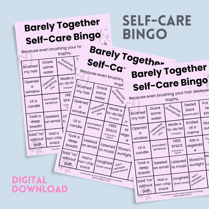 Self-care Bingo Printable | Funny Digital Download | Mental Health ...