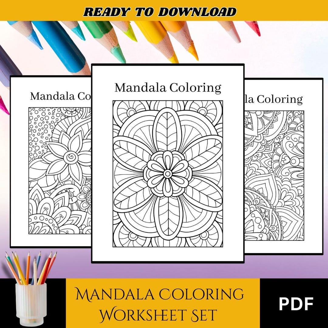 Mandala Coloring Book Worksheet Set: 50 Printable Pages (PDF & Canva ...