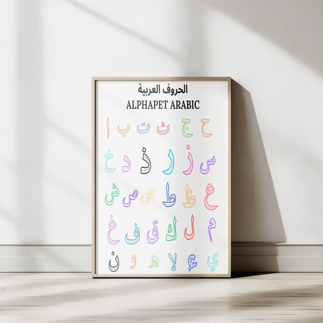 Colorful Arabic Alphabet Print for Kids Room , Arabic Wall Art ...
