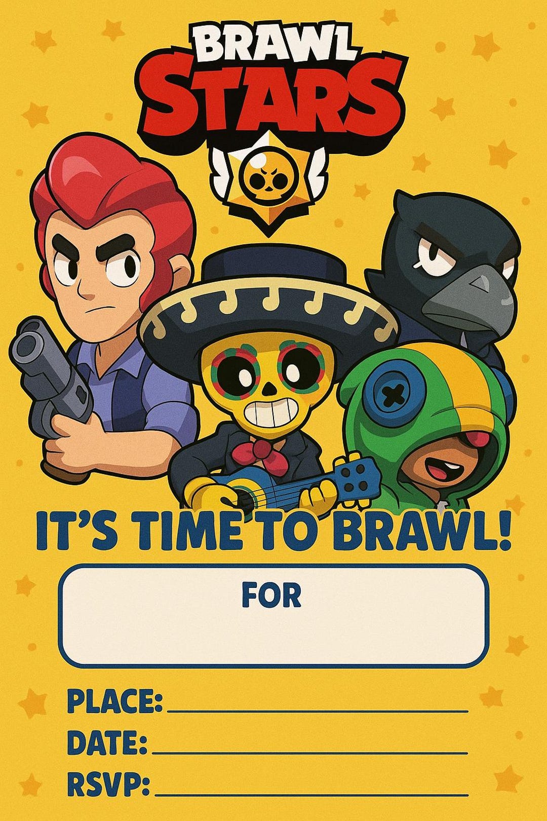 Brawl Stars Birthday Invitation – Printable Digital Card – Video Game ...