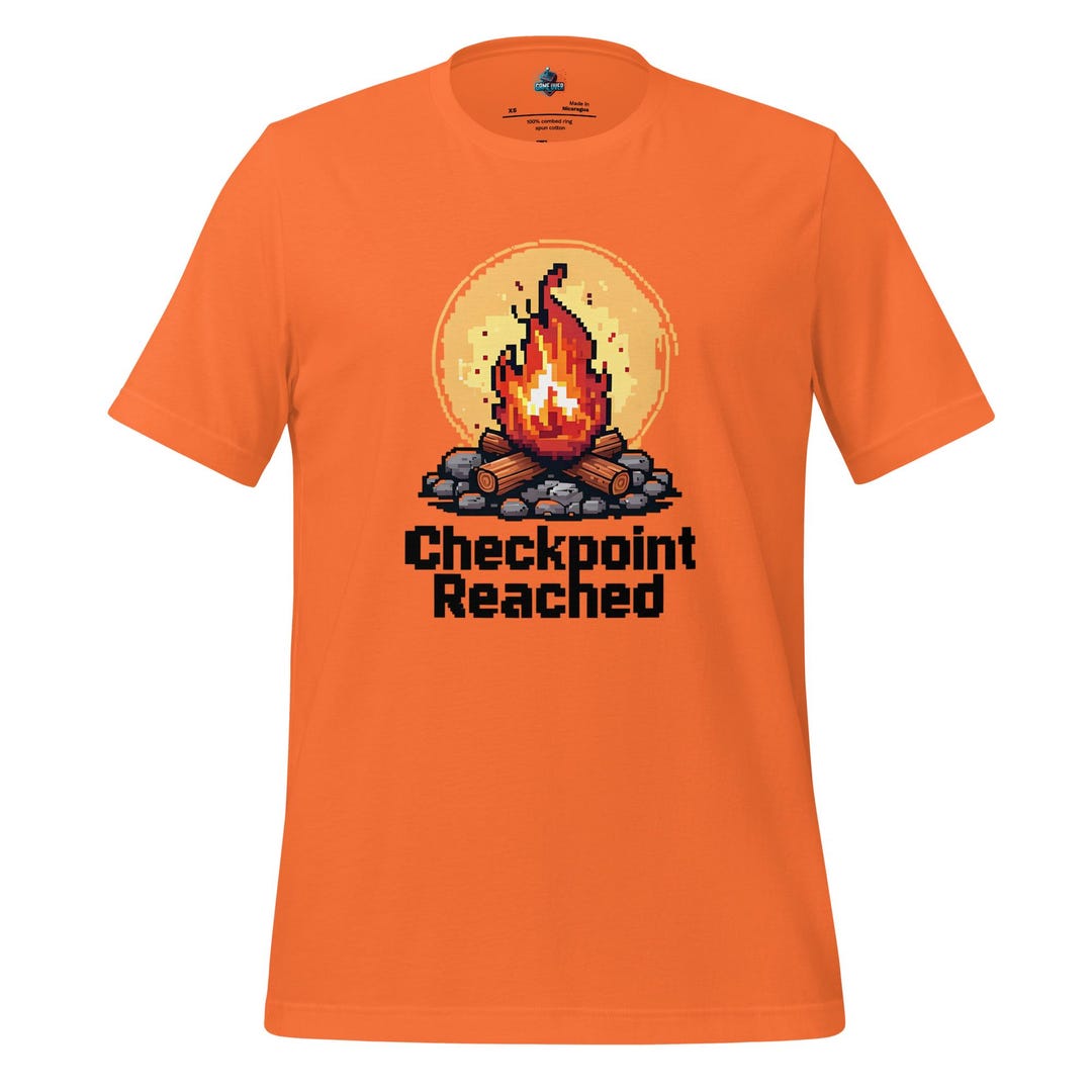 Gamer Bonfire Shirt – Checkpoint Reached Pixel Art Tee for Retro Gaming ...