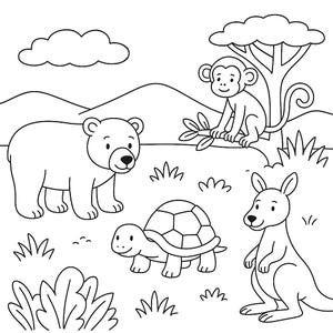 Printable Digital Wild Animal Coloring Pages for Adults, Kids - INSTANT ...