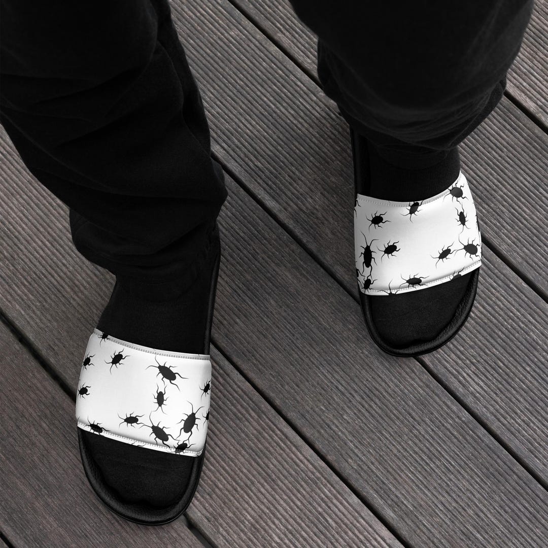 Little Black Things Black and White Men’s Slides - Etsy