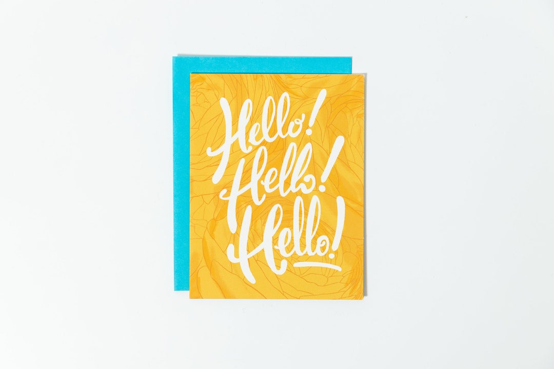 Hello Hello Hello A Cheerful Sunny Floral Greeting Card - Etsy
