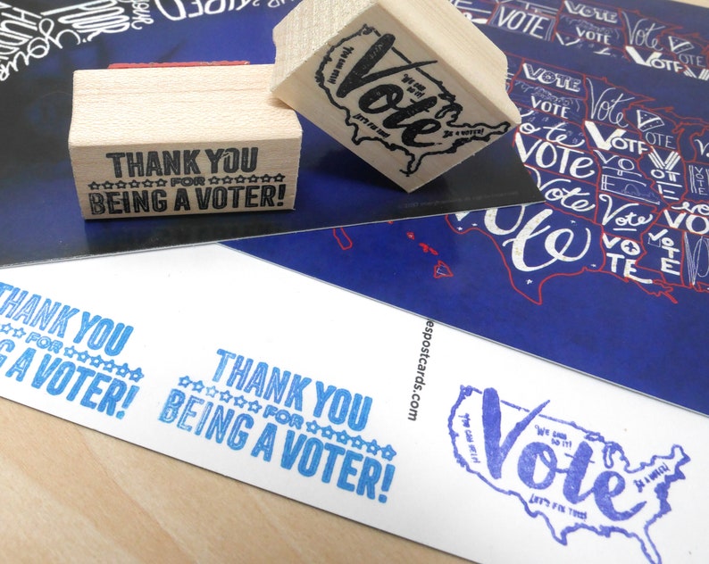 Thank You for Being a Voter A Rubber Stamp for Your Postcards - Etsy
