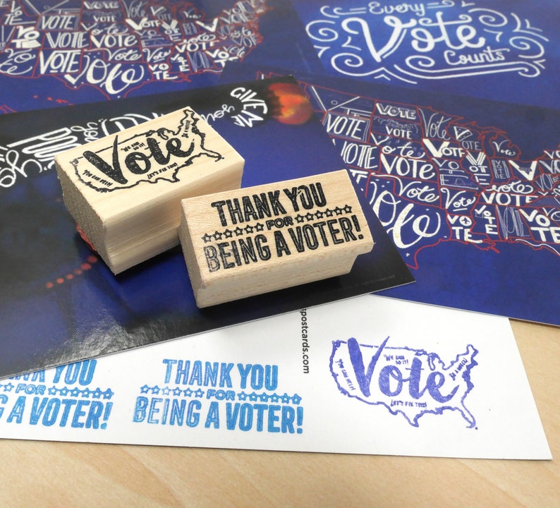 Thank You for Being a Voter A Rubber Stamp for Your Postcards - Etsy