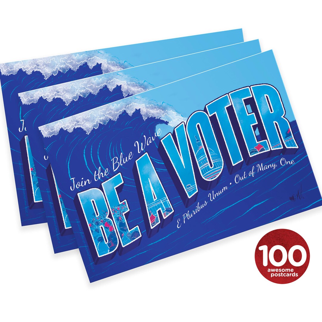 100 Blue Wave be A Voter Postcards, Perfect for Postcards to Voters and ...
